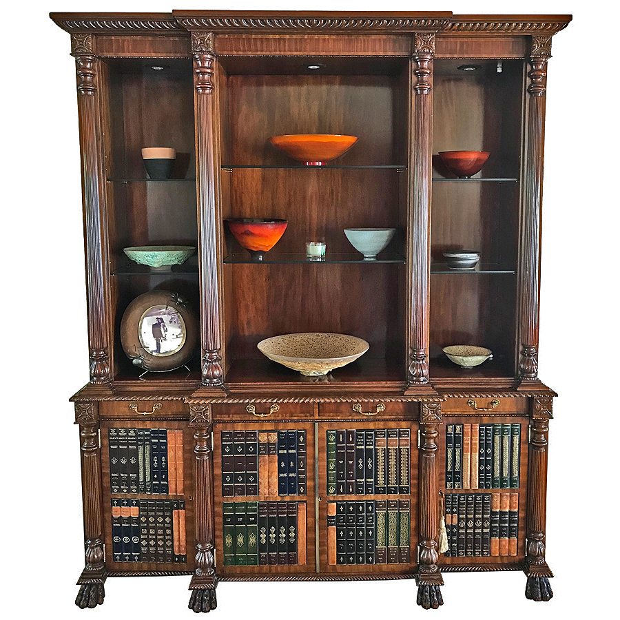 Mahogany Breakfront Bookcase by Maitland Smith - Renaissance Antiques