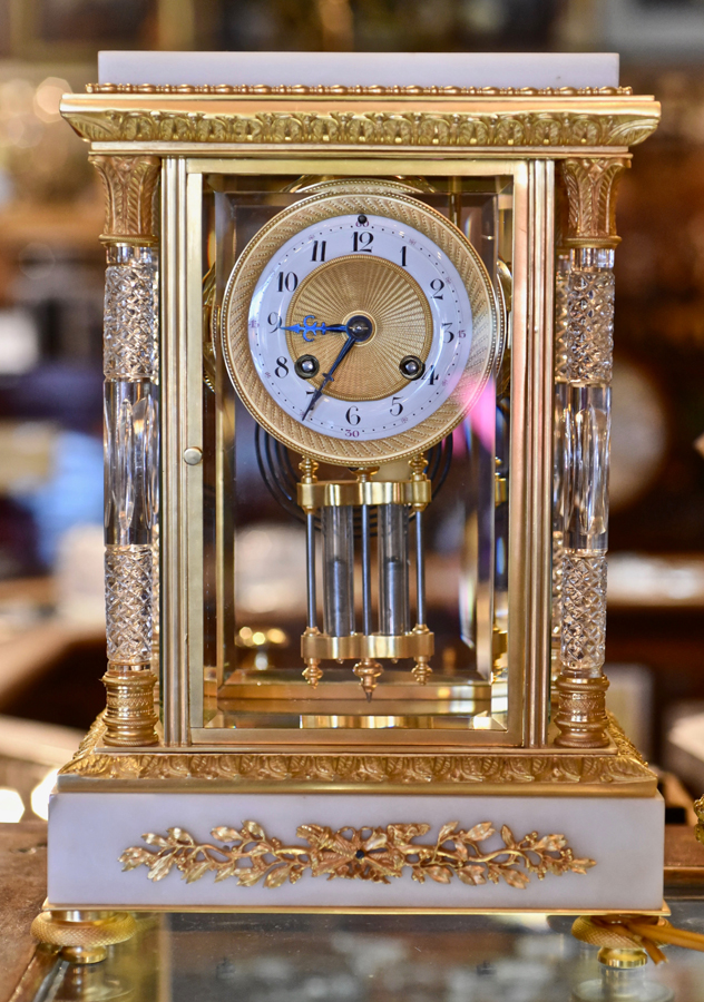 French Marble & Gilt Brass Crystal Regulator - Renaissance Antiques