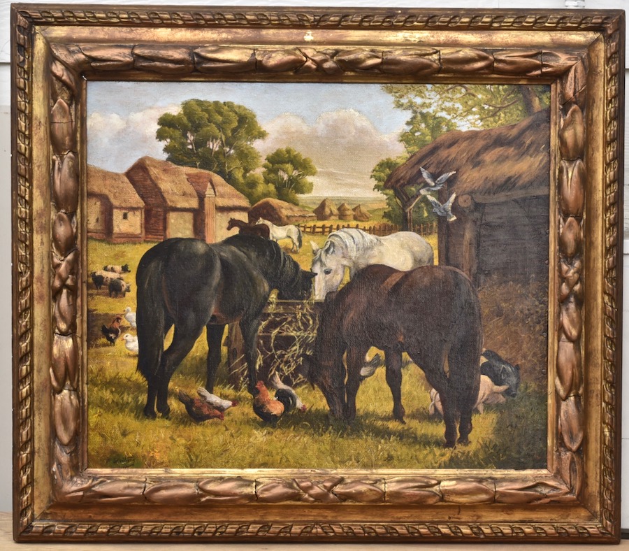 Farm Scene, Frederick Whiting, oil on canvas - Renaissance Antiques