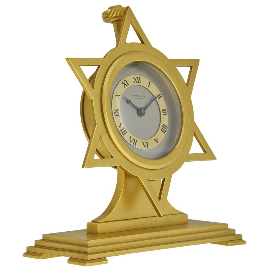 Art Deco Star of David Desk Clock by Shreve & Co. - Renaissance Antiques