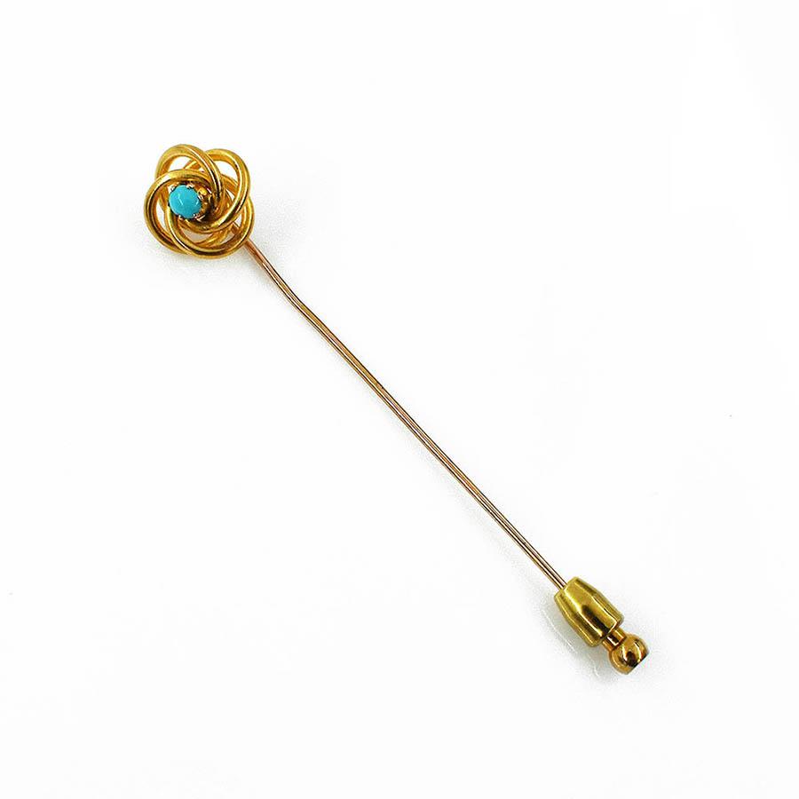 18K Yellow Gold and Turquoise Stick Pin - Renaissance Antiques
