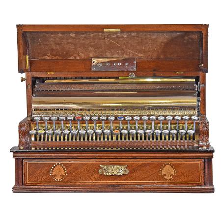 American Rare Marquetry Inlaid National Cash Register - Renaissance ...