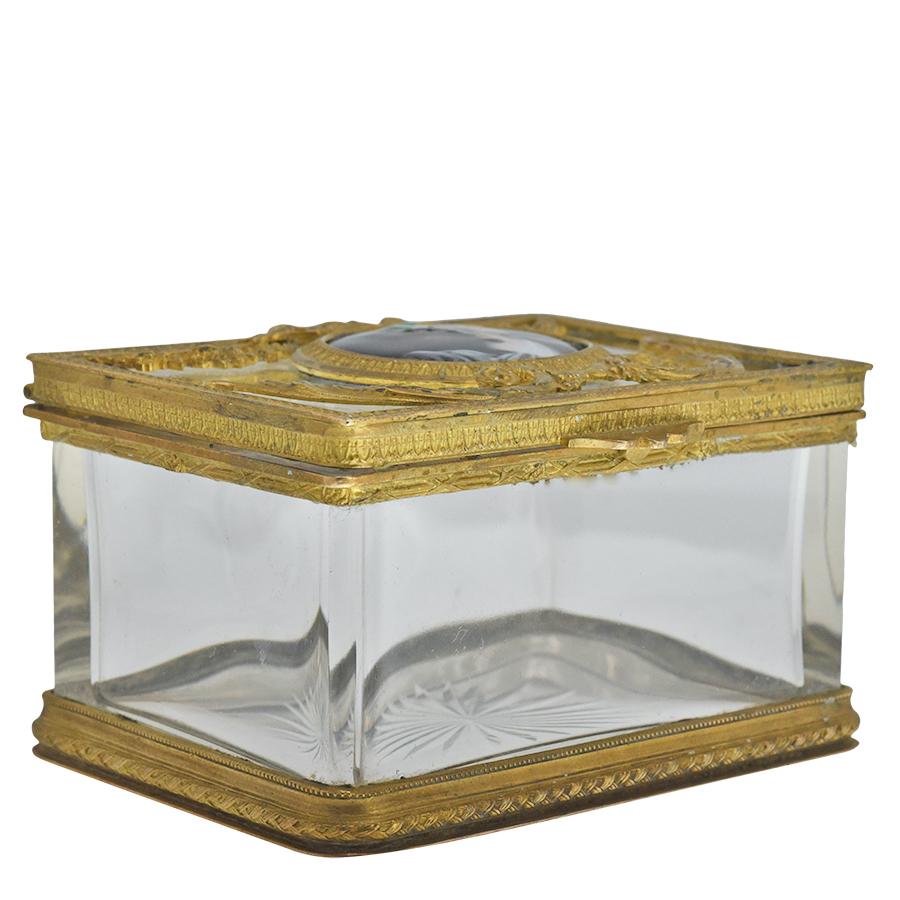 Austrian Glass Box with Gilt Bronze Ormolu and Enamel Portrait ...