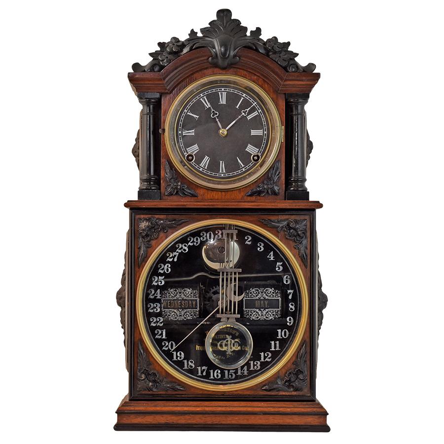 No. 3-1/2 Parlor Double Dial Calendar Clock By The Ithaca Calendar ...