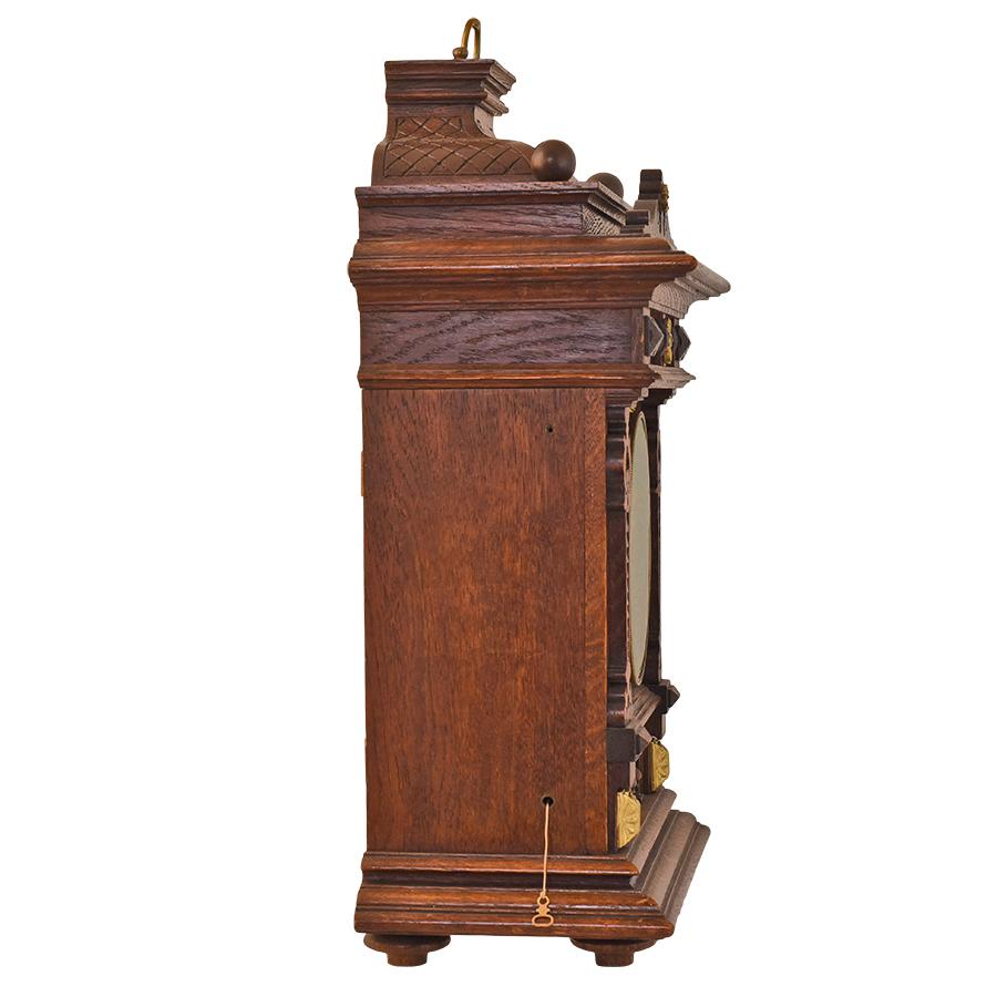 German Carved Oak Bracket Clock - Renaissance Antiques