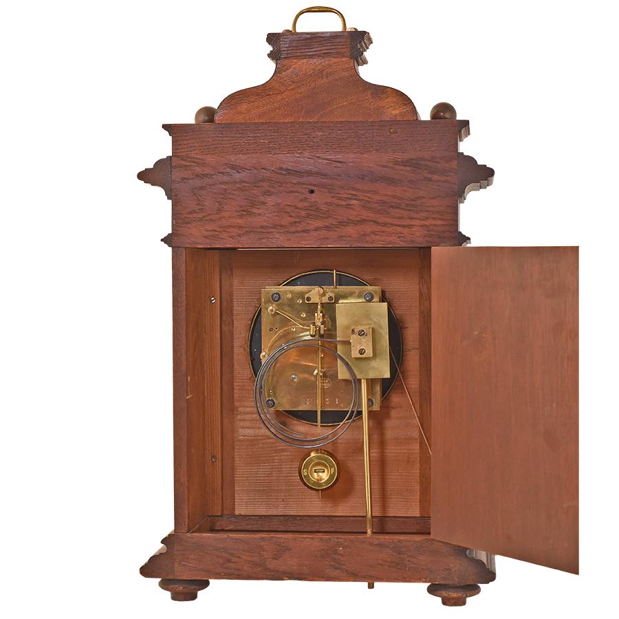 German Carved Oak Bracket Clock - Renaissance Antiques