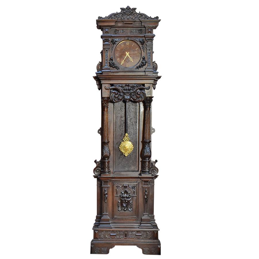 German Walnut Open-Well Hall Clock - Renaissance Antiques