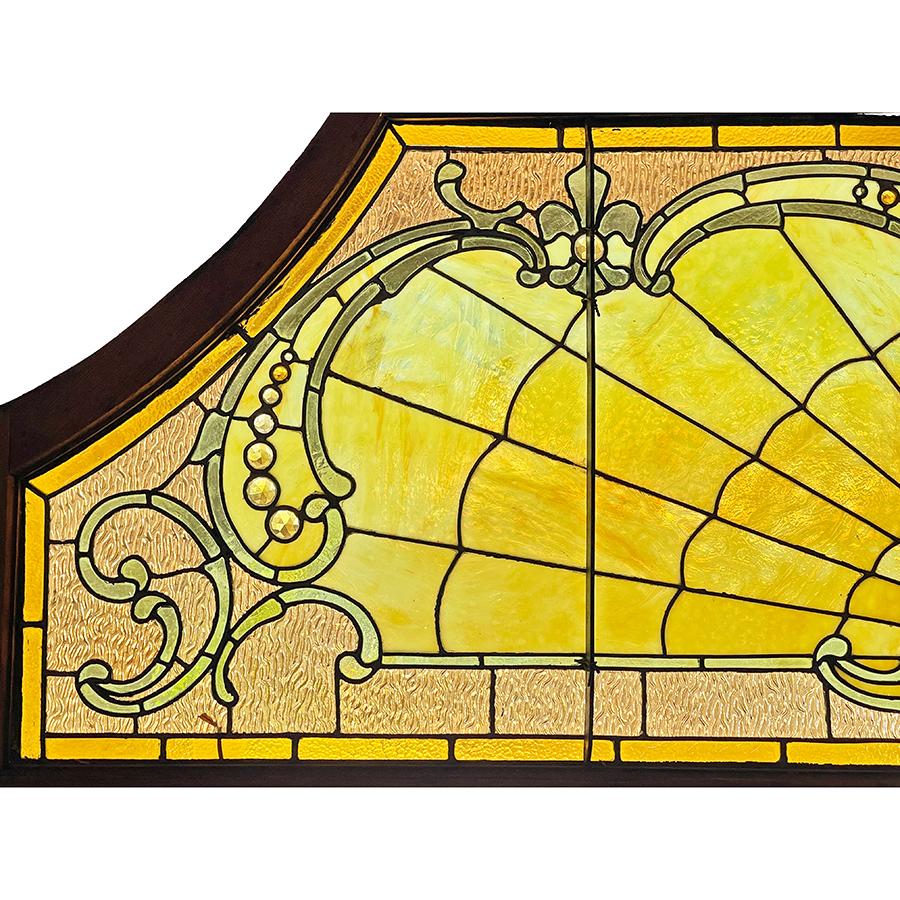 American Art Nouveau Leaded Stained Glass Transom - Renaissance Antiques