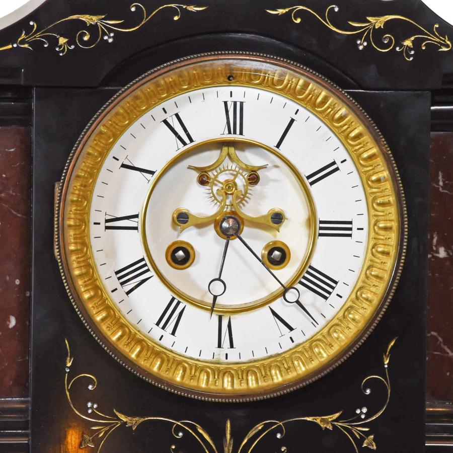 French Belgian Marble Mantel Clock - Renaissance Antiques