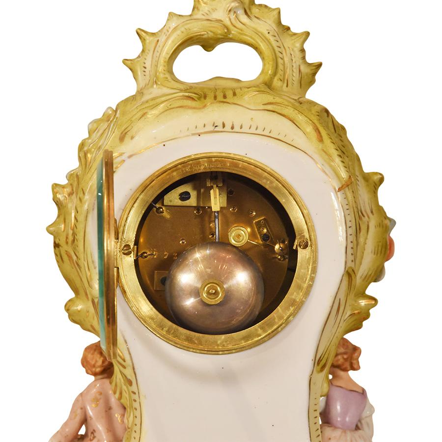 French Porcelain Mantel Clock - Renaissance Antiques