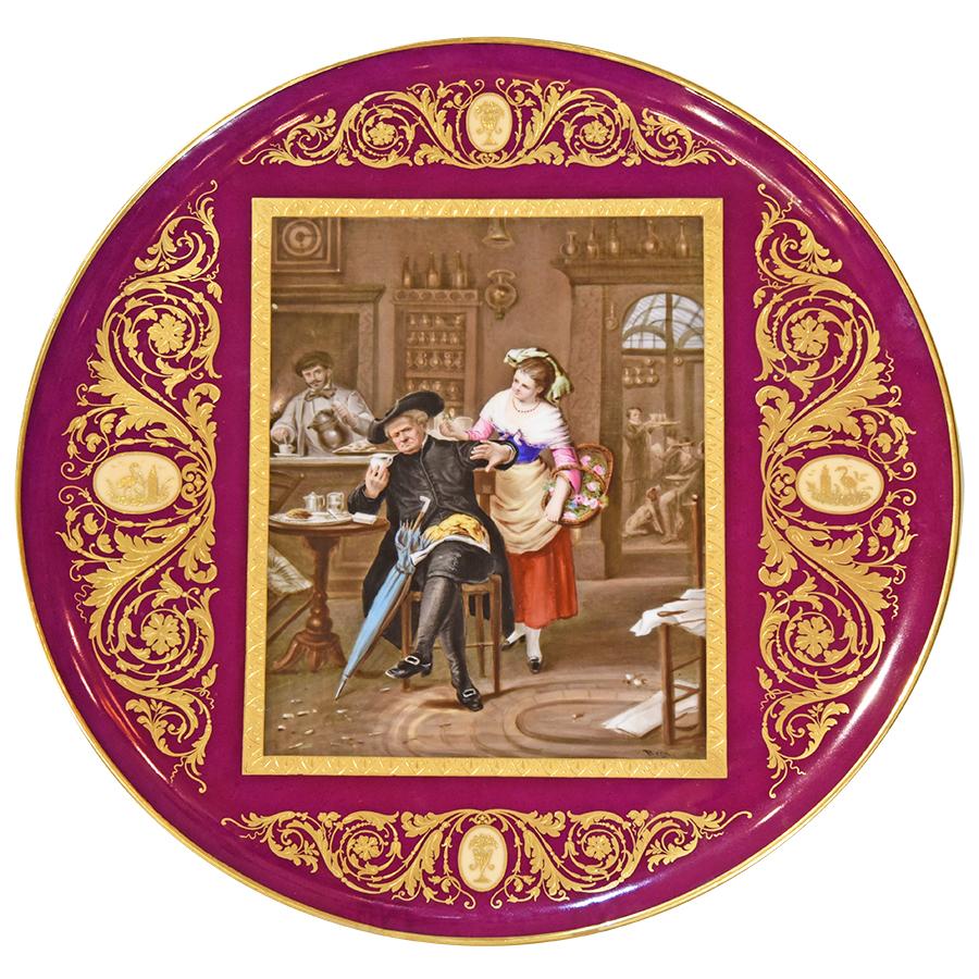 Viennese Hand Painted Porcelain Plate - Renaissance Antiques