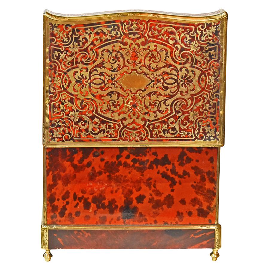 French Red Tortoiseshell Boulle Marquetry Tantalus with Moser Glass ...