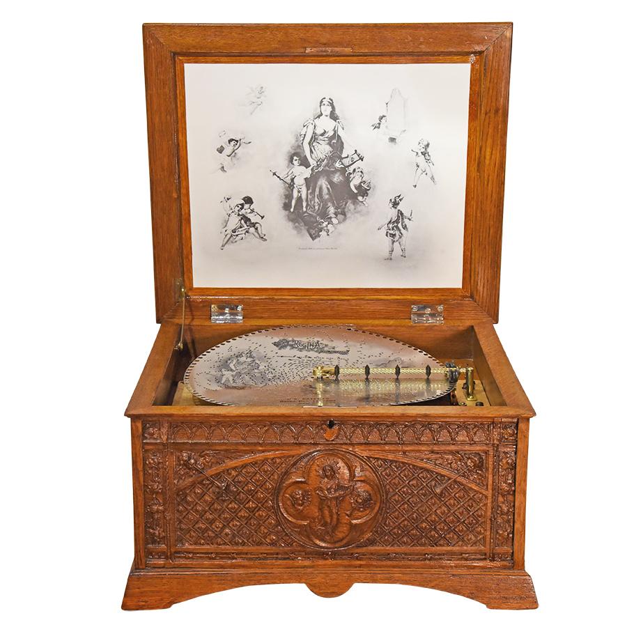 American Regina 15 1/2" Disc Music Box - Renaissance Antiques