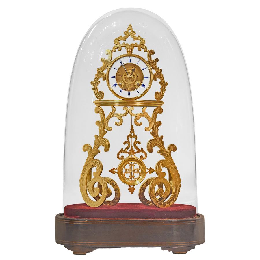 Rare French Scrollwork Skeleton Clock - Renaissance Antiques