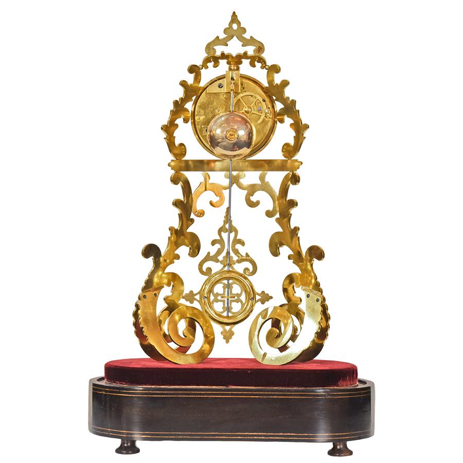 Rare French Scrollwork Skeleton Clock - Renaissance Antiques