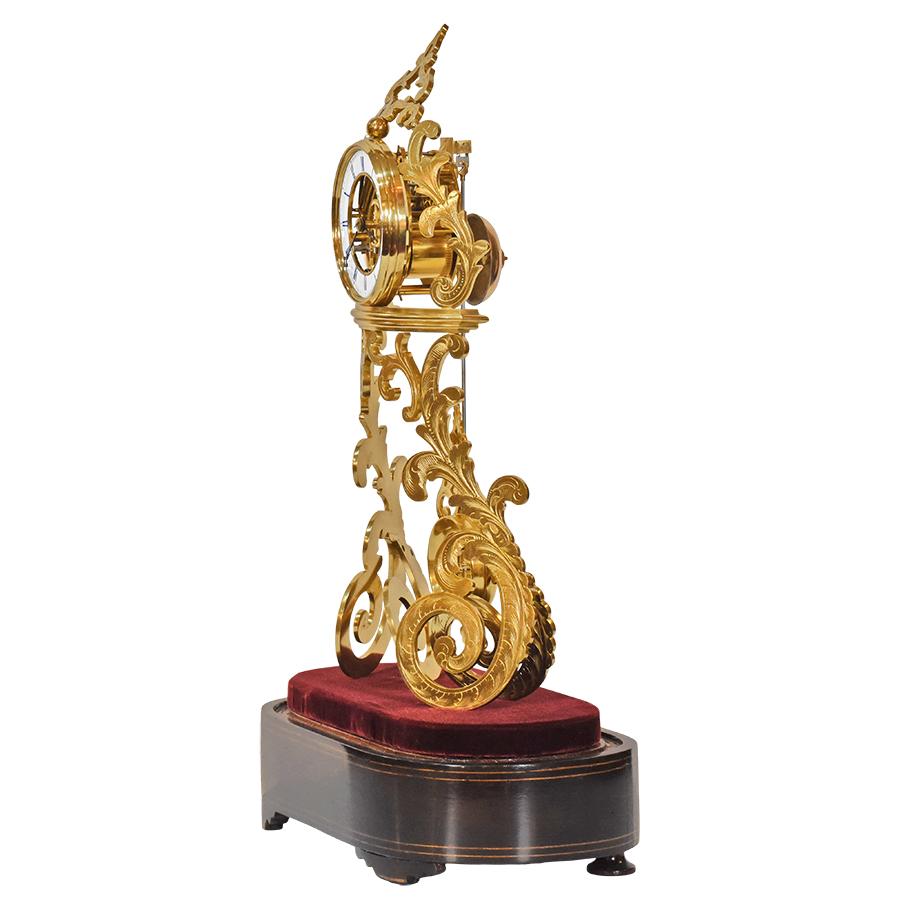 Rare French Scrollwork Skeleton Clock - Renaissance Antiques