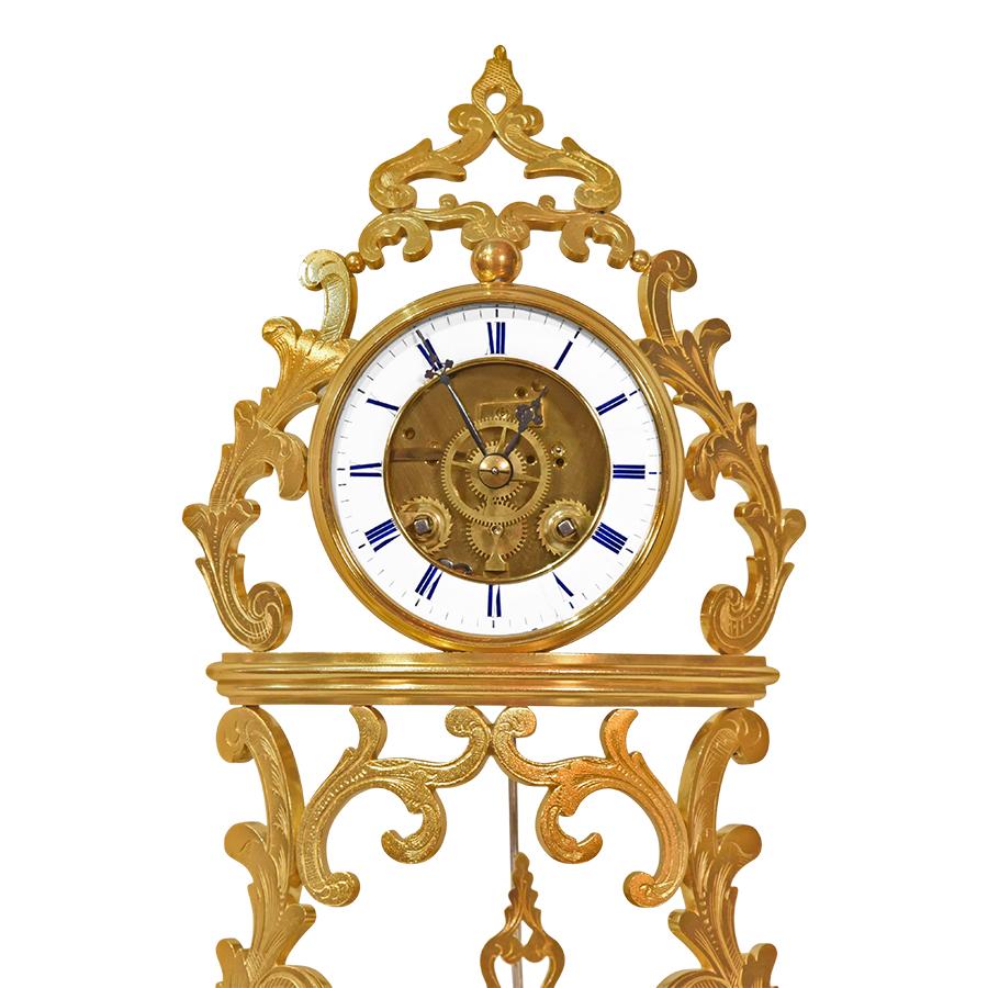 Rare French Scrollwork Skeleton Clock - Renaissance Antiques