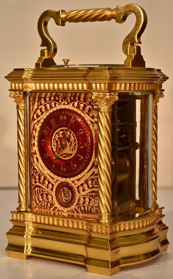 Red Enamel Carriage Clock - Renaissance Antiques