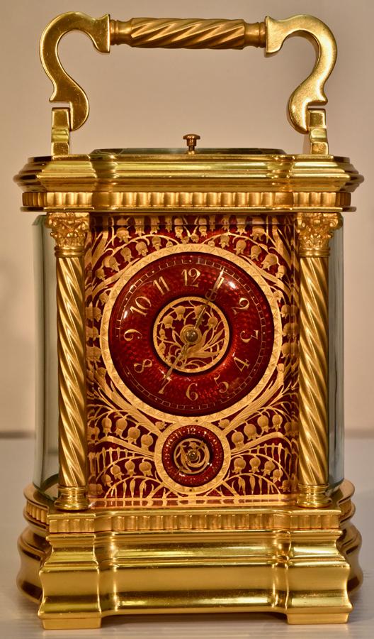 Red Enamel Carriage Clock - Renaissance Antiques