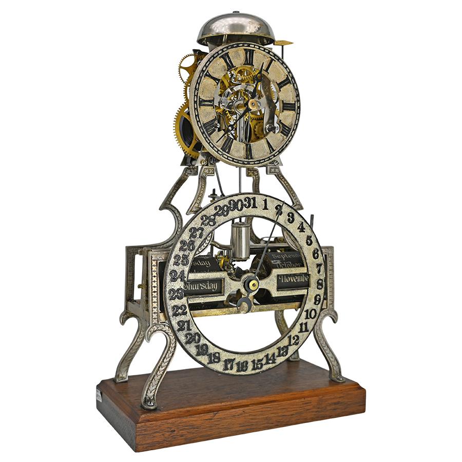 Rare Skeleton Double Dial Calendar Clock by Ithaca - Renaissance Antiques