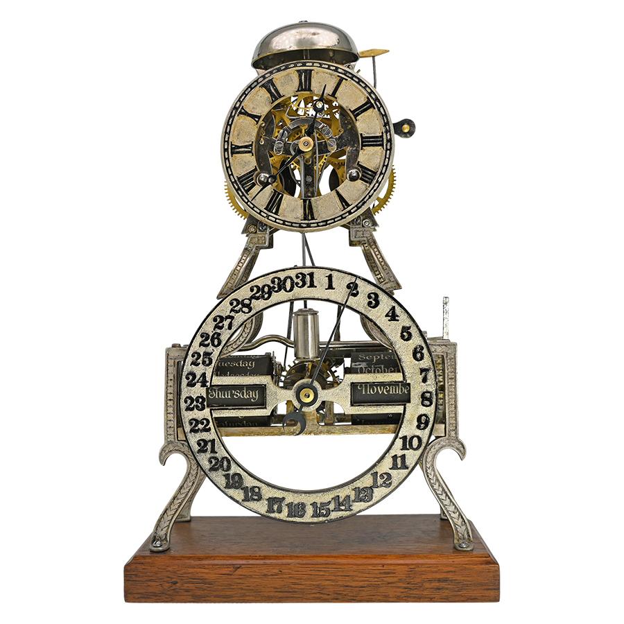 Rare Skeleton Double Dial Calendar Clock by Ithaca - Renaissance Antiques