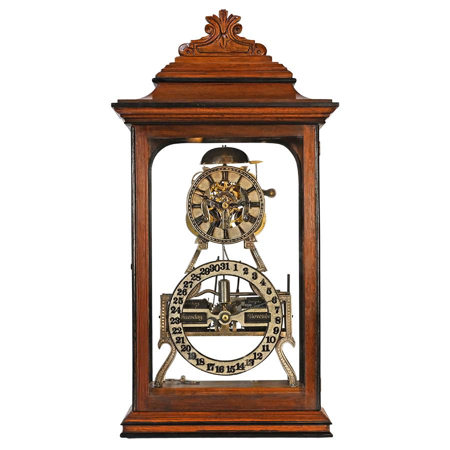 Rare Skeleton Double Dial Calendar Clock by Ithaca - Renaissance Antiques