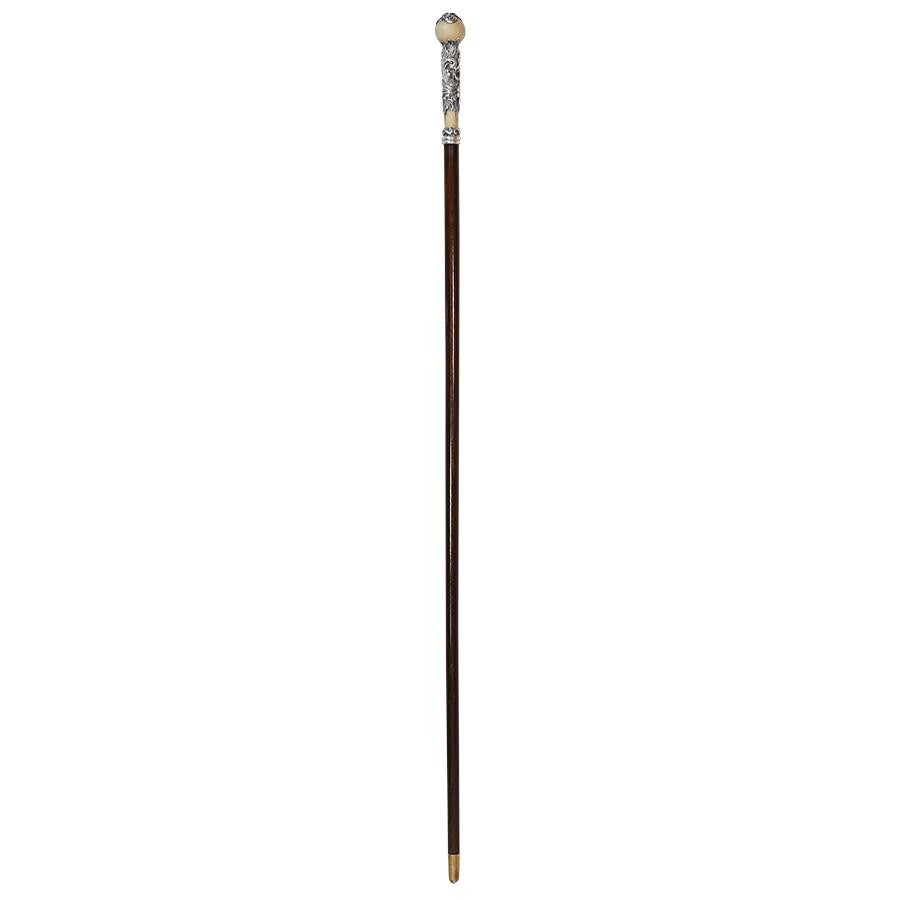 American Victorian Walking Stick with Ball Top and Cast Sterling ...