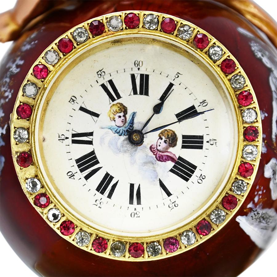 French Desk Clock In The Style of Limoges - Renaissance Antiques