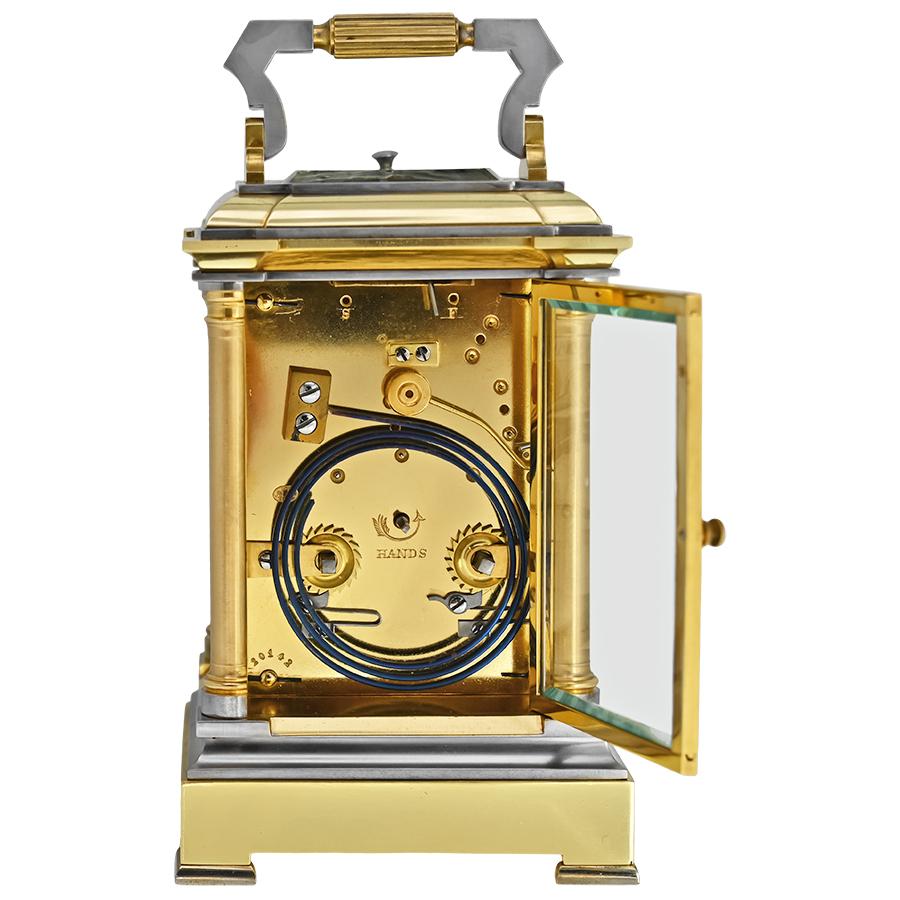 French Gorge Style Carriage Clock with Elaborate Engraved and Gilt Dial ...