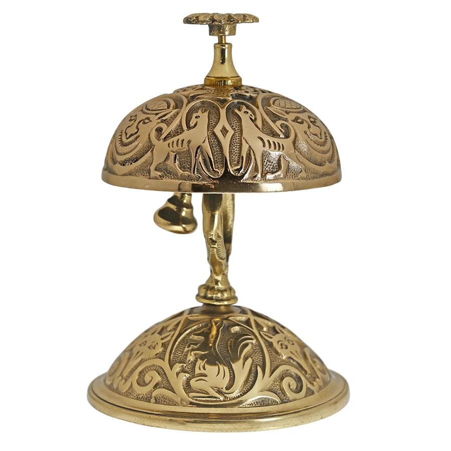 English Tap Top Hotel Bell with Animal Motif - Renaissance Antiques