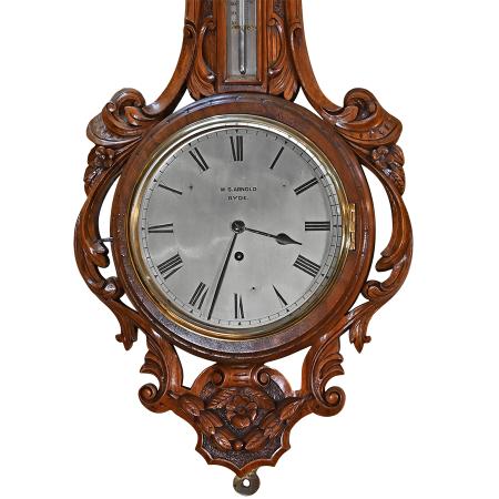 English Time and Weather Carved Wall Clock in Honduran Mahogany ...