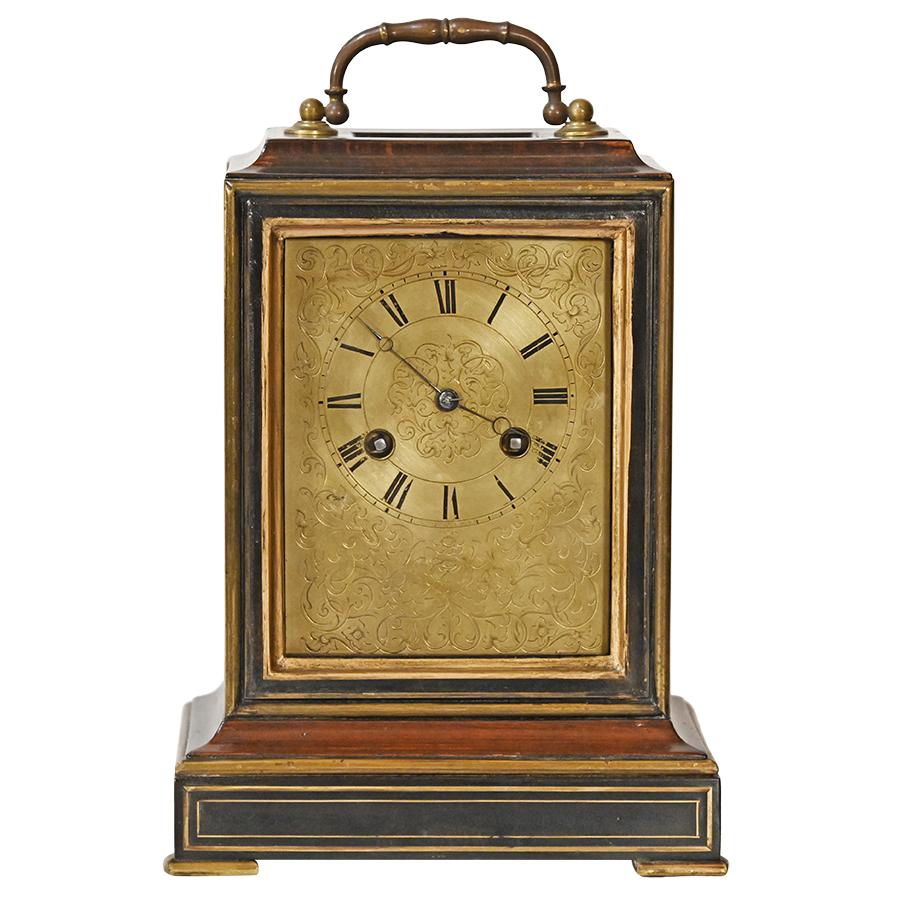 French Ebonized Mahogany Bracket Clock by Delettrez - Renaissance Antiques