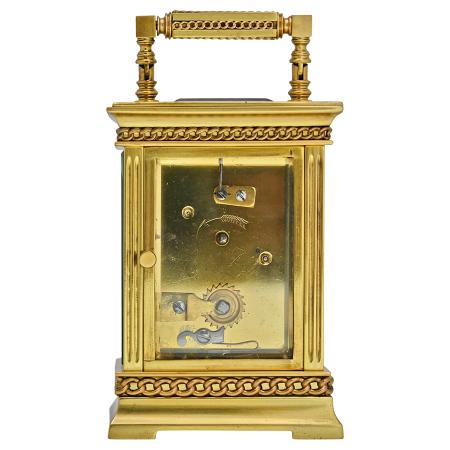 French Timepiece Carriage Clock with Silver Engine Turned Dial Mask ...