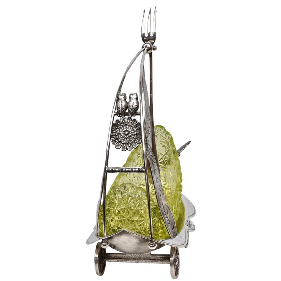 Silver Plate Pickle Boat - Renaissance Antiques