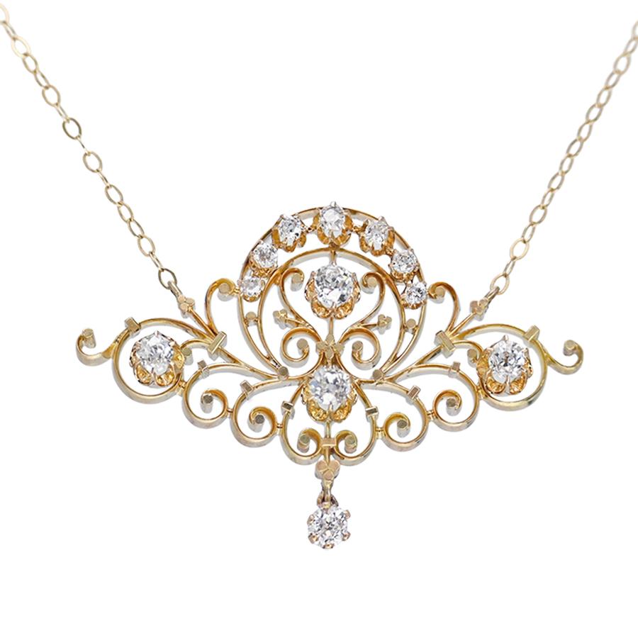 Edwardian Filigree Diamond Pendant, 1.35 Carats - Renaissance Antiques