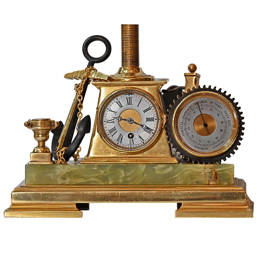 French Rare Industrial Revolution Compendium Clock - Renaissance Antiques