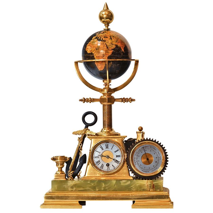 French Rare Industrial Revolution Compendium Clock - Renaissance Antiques