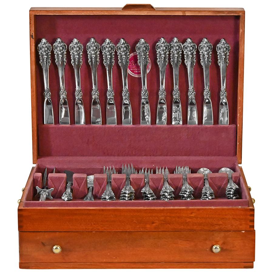 American 66 Piece Sterling Silver Grand Baroque Flatware Set by Wallace ...