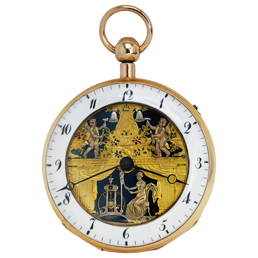 French 1/4 Hour Repeating Automaton Pocket Watch - Renaissance Antiques