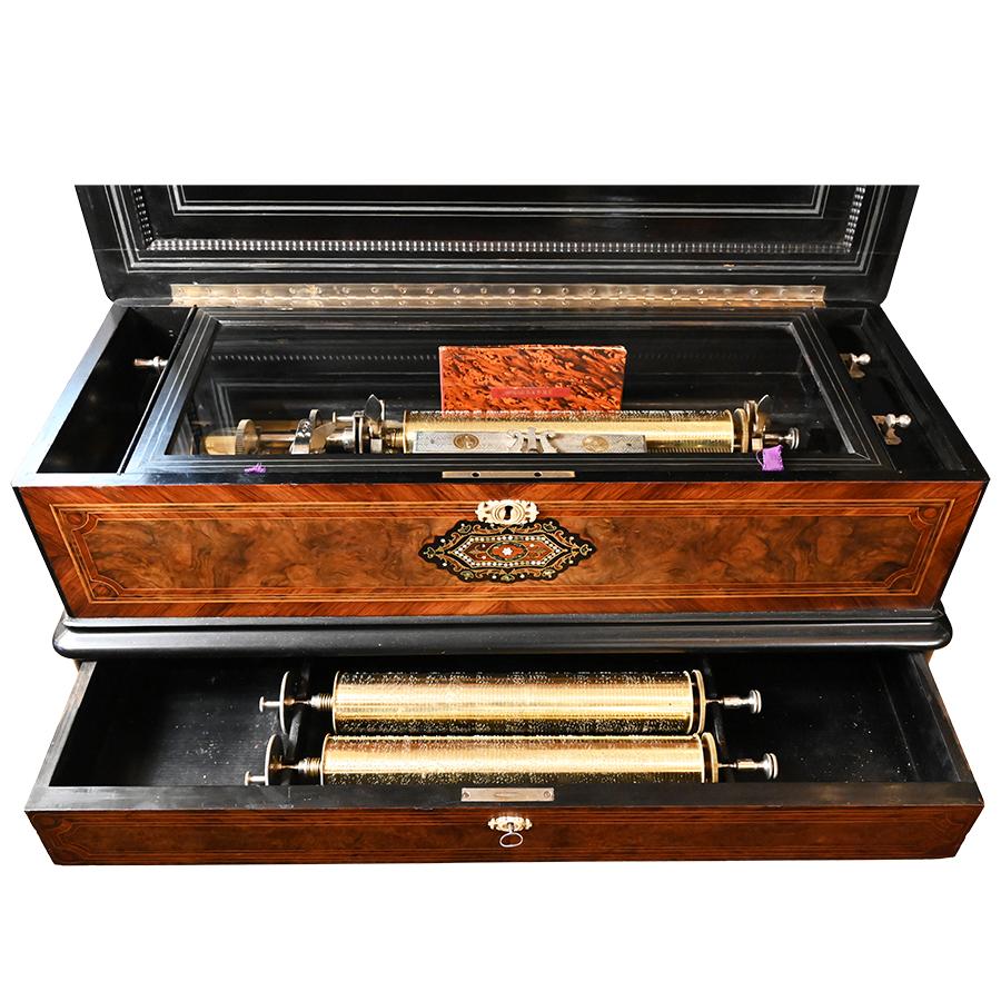 Swiss 13" Cylinder Music Box with 3 Cylinders - Renaissance Antiques