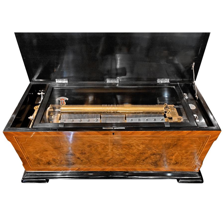 Swiss 19.5" Cylinder Music Box with Reed Organ - Renaissance Antiques