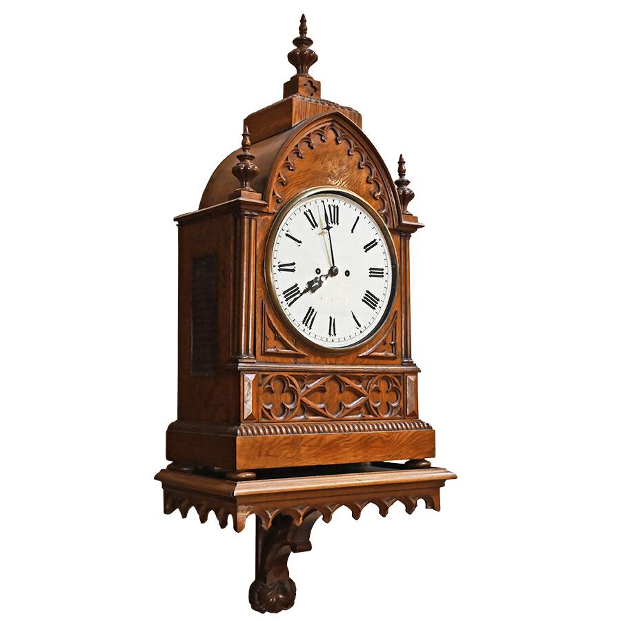 English Gothic Revival Two Train Bracket Clock by Roskell of Liverpool ...