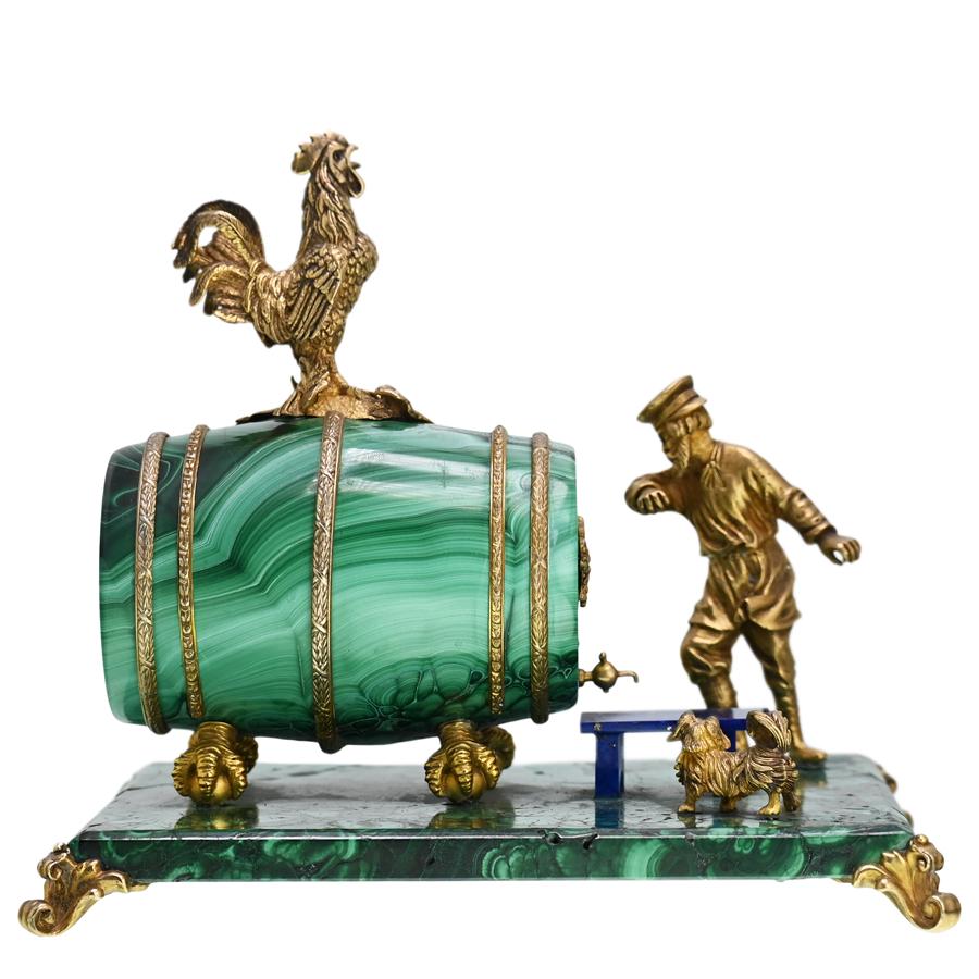 Russian Malachite and Gilt Silver Figural Sculpture - Renaissance Antiques