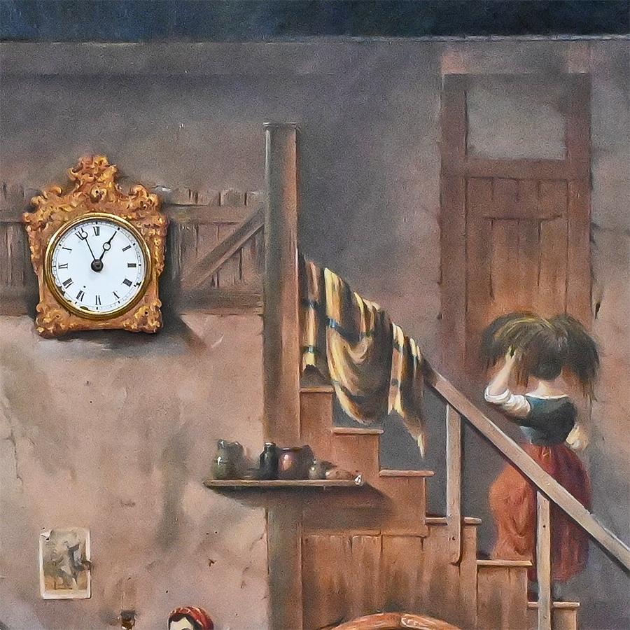 French Musical Animated Painting Clock of Homestead Scene - Renaissance ...
