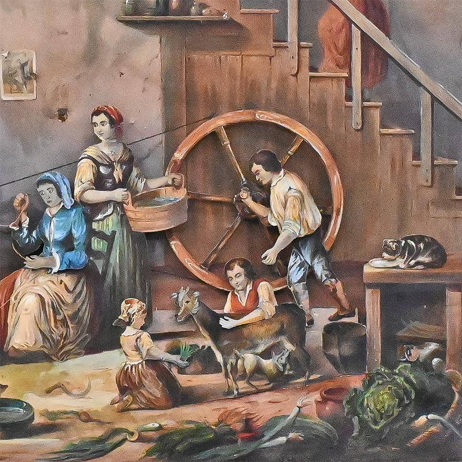French Musical Animated Painting Clock of Homestead Scene - Renaissance ...