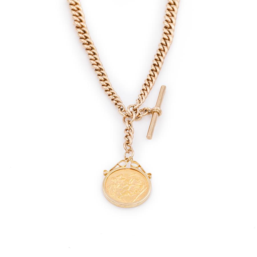 Sovereign Coin Watch Chain Necklace - Renaissance Antiques