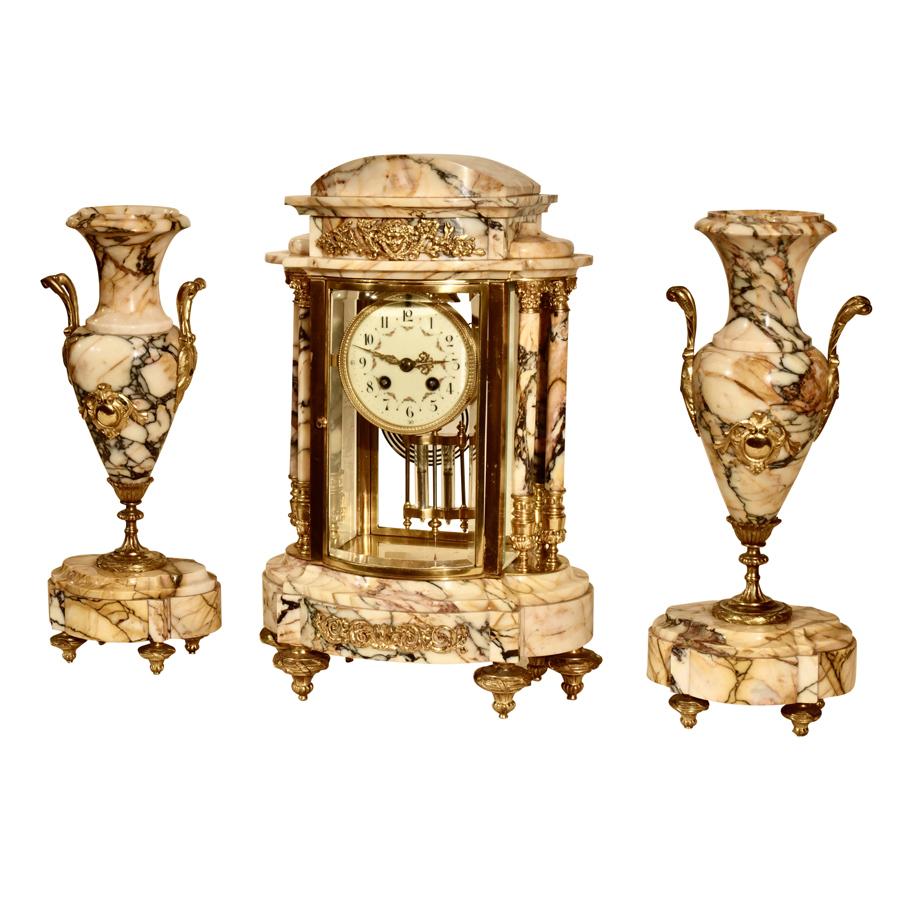 French Garniture Clock Set - Renaissance Antiques