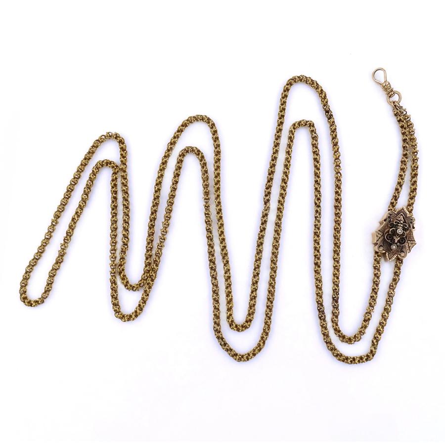 14K Yellow Gold Ladies Watch Chain with Slide - Renaissance Antiques