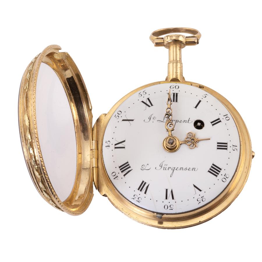 Dutch 18th Century 18K Yellow Gold and Polychrome Open Face Pocket ...