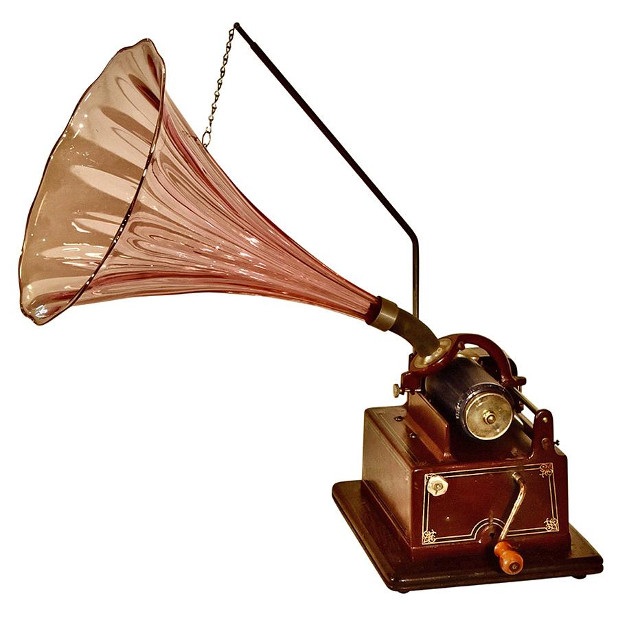 American Edison Red Gem Model Cylinder Phonograph with Cranberry Glass ...